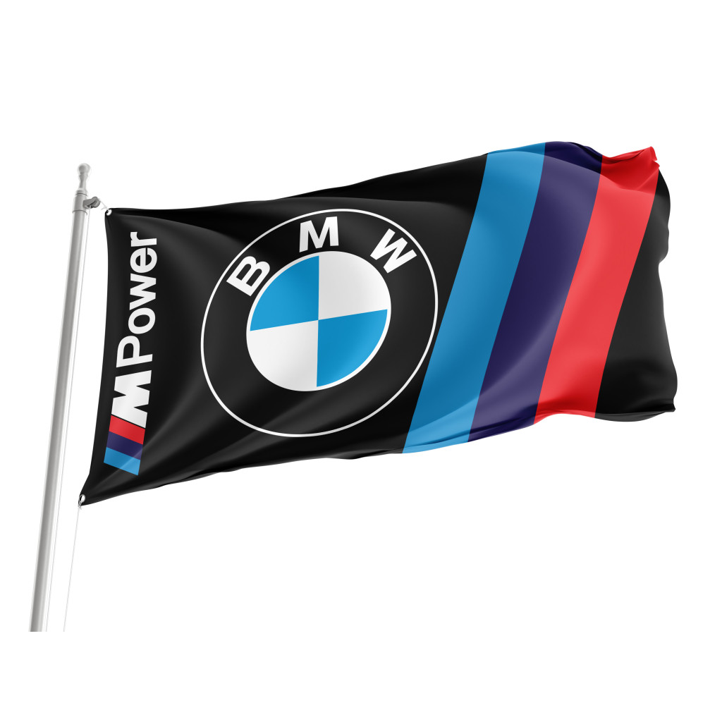 Flag - BMW M Power Big Logo Black Outdoor Quality Flag | TeesnTowels